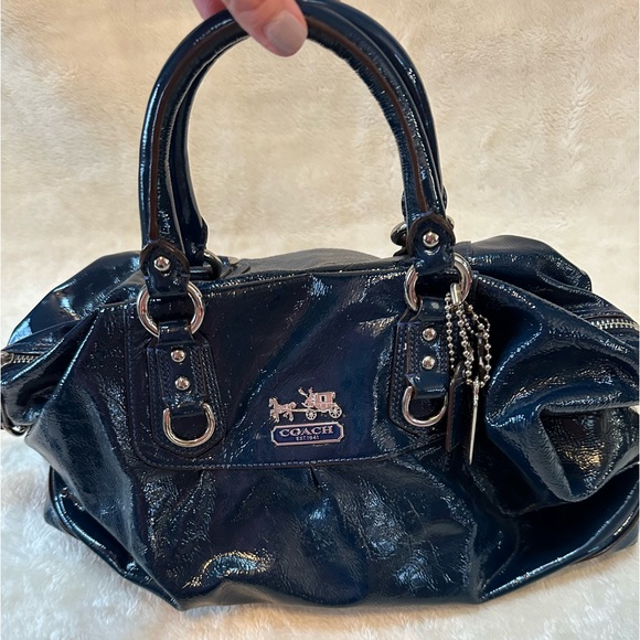 Coach | Bags | Coach Madison Sabrina Blue Patent Satchel | Poshmark